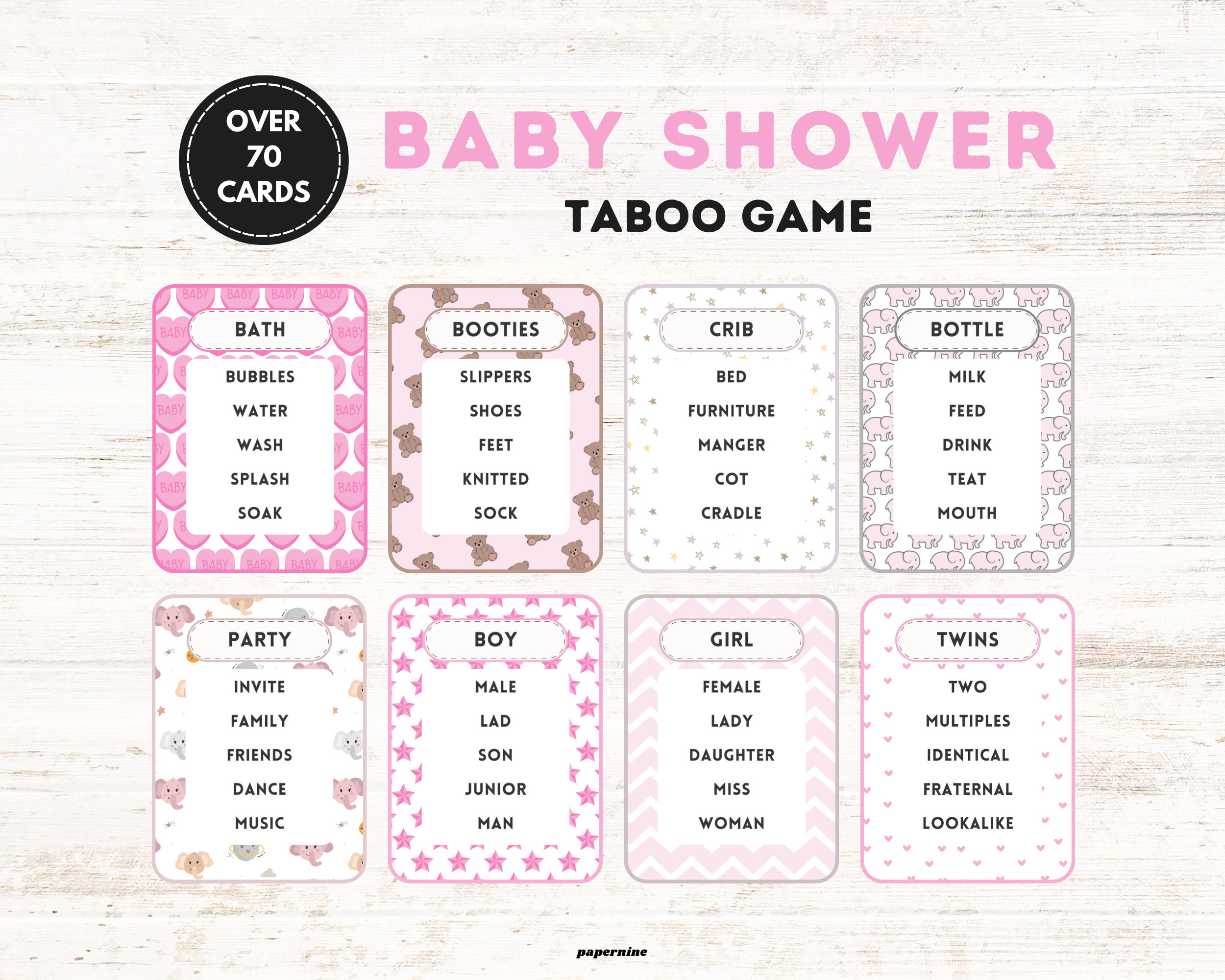 Baby Shower Taboo Game | Fun Printable Party Game for Moms-to-be ...