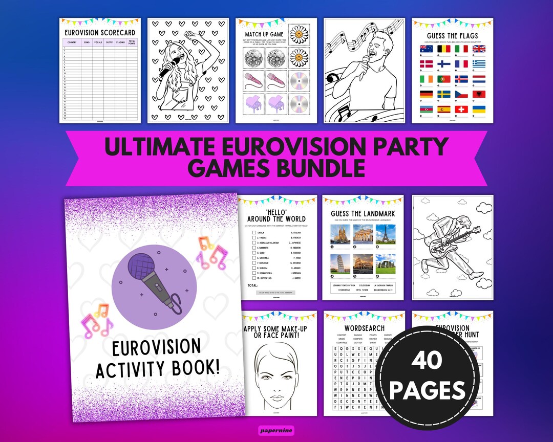 Eurovision Activity Book for Kids: Printable Games & Coloring Pages ...