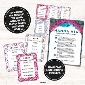 Mamma Mia Inspired Taboo Guess My Word Game | Printable Party ...