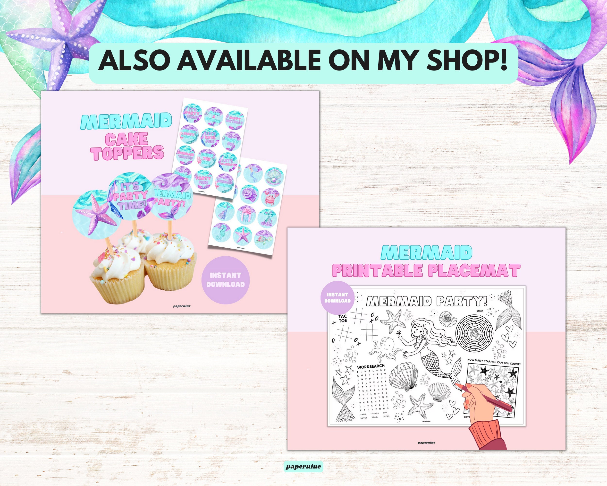 Ultimate Mermaid Printable Activity Bundle for Children 40 Pages Party ...