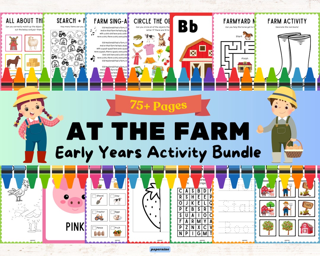 Farm Activity Book for Preschoolers: Games, Puzzles, Coloring Pages ...