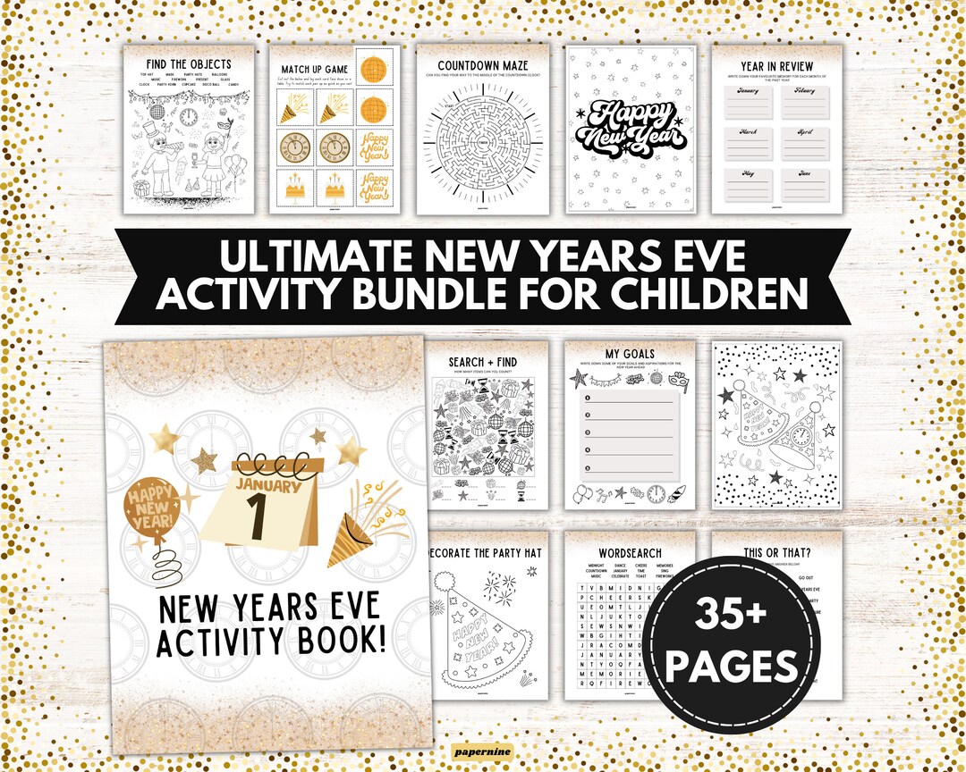 Ultimate New Years Eve Printable Activity Bundle for Children 35 Pages ...