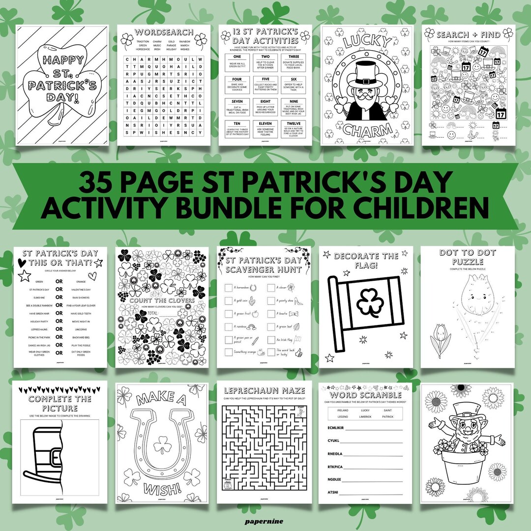 35 Page St Patrick's Day Themed Printable Activity Bundle - Etsy
