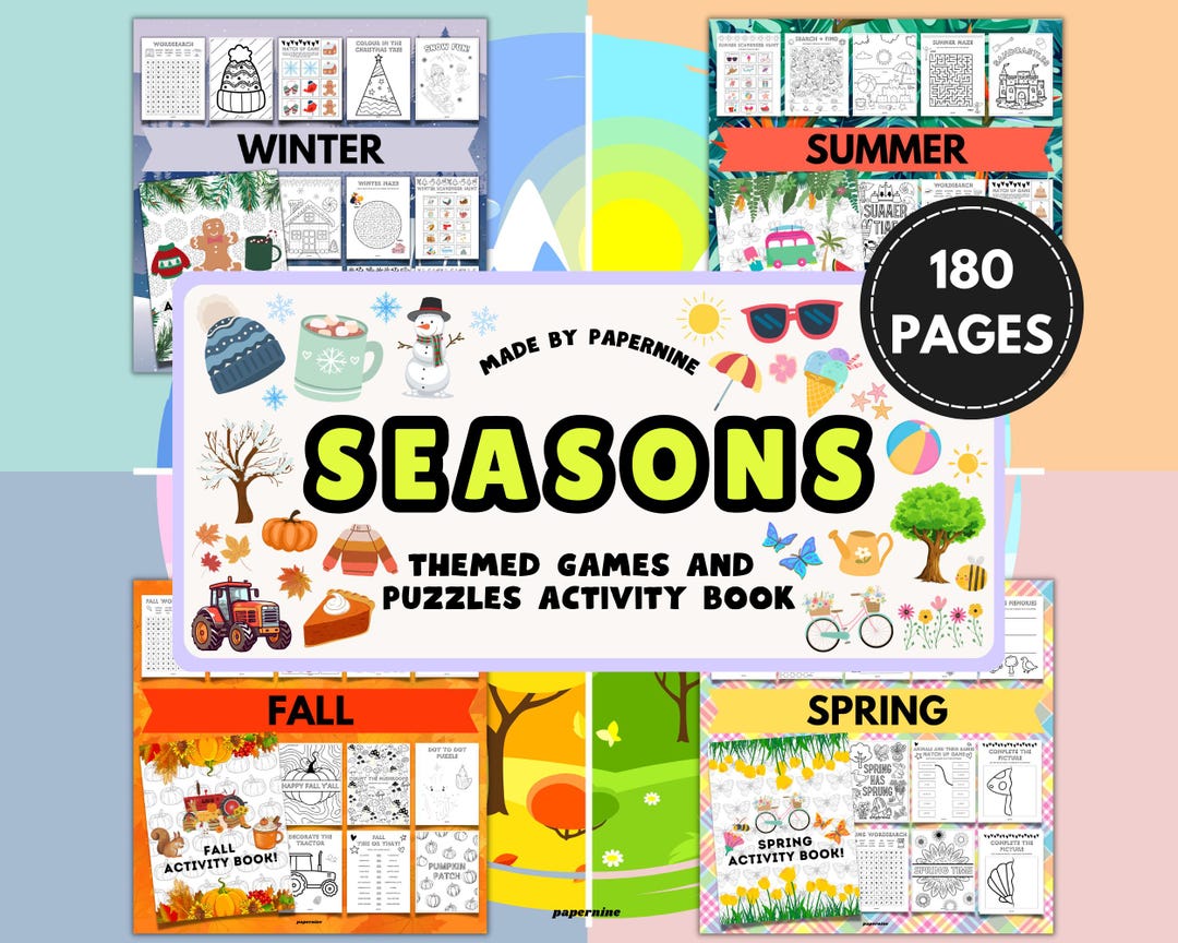 Ultimate Seasons Printable Activity Book for Kids | Fun Games, Puzzles ...