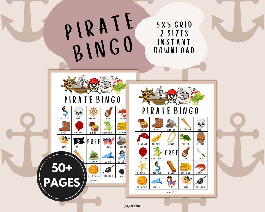 Pirate Bingo Game | Fun Printable Party Game for Kids | Party Favours ...