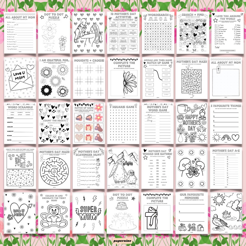 35 Page Mother's Day Themed Printable Activity Bundle Kids - Etsy