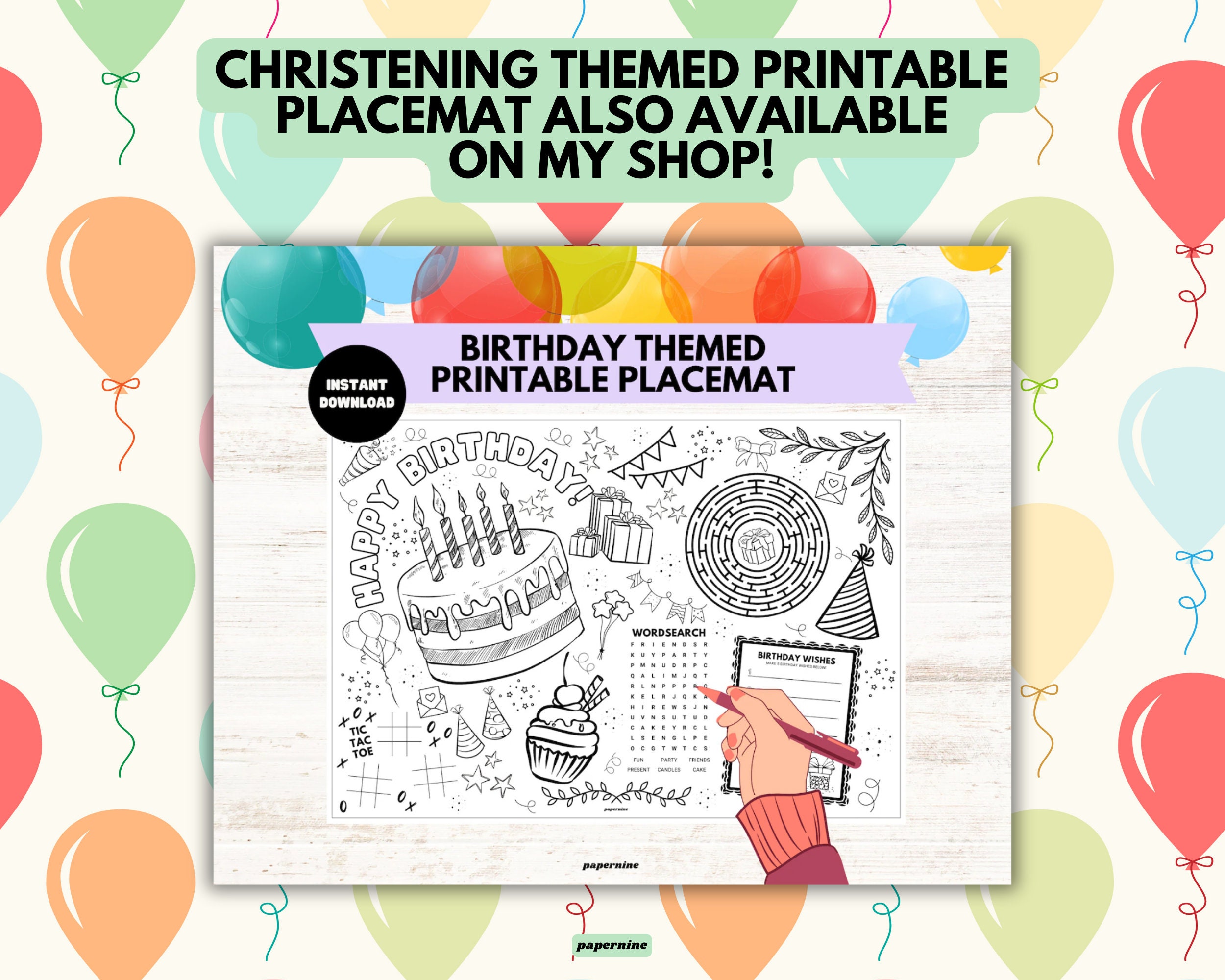 Mini Birthday Themed Printable Activity Bundle Pack for Children 10 ...