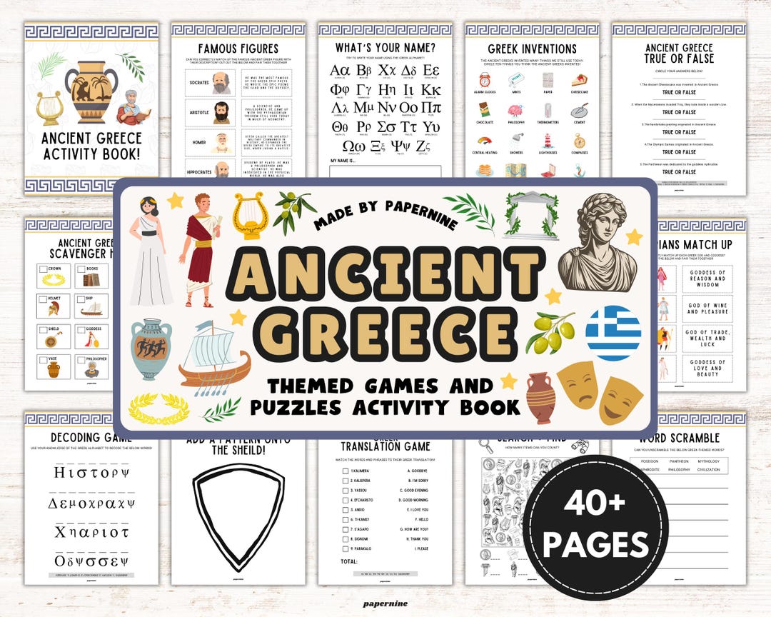 Ultimate Ancient Greece Themed Printable Games Activity Bundle 40 ...