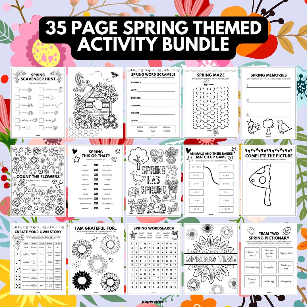 35 Page Spring Themed Printable Activity Bundle Pack Spring - Etsy ...