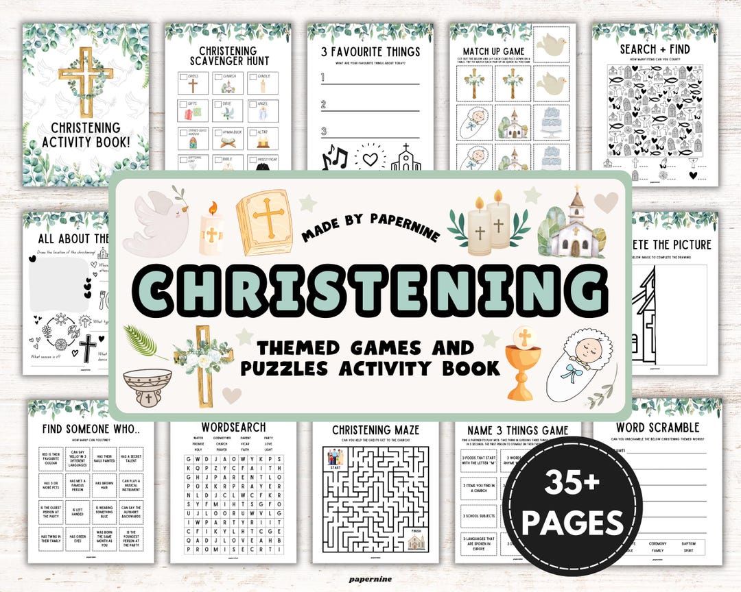 Ultimate Christening Printable Activity Book for Kids | Christian Games ...