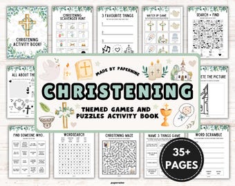 Christening Printable Activity Book for Kids | Puzzles & Colouring ...