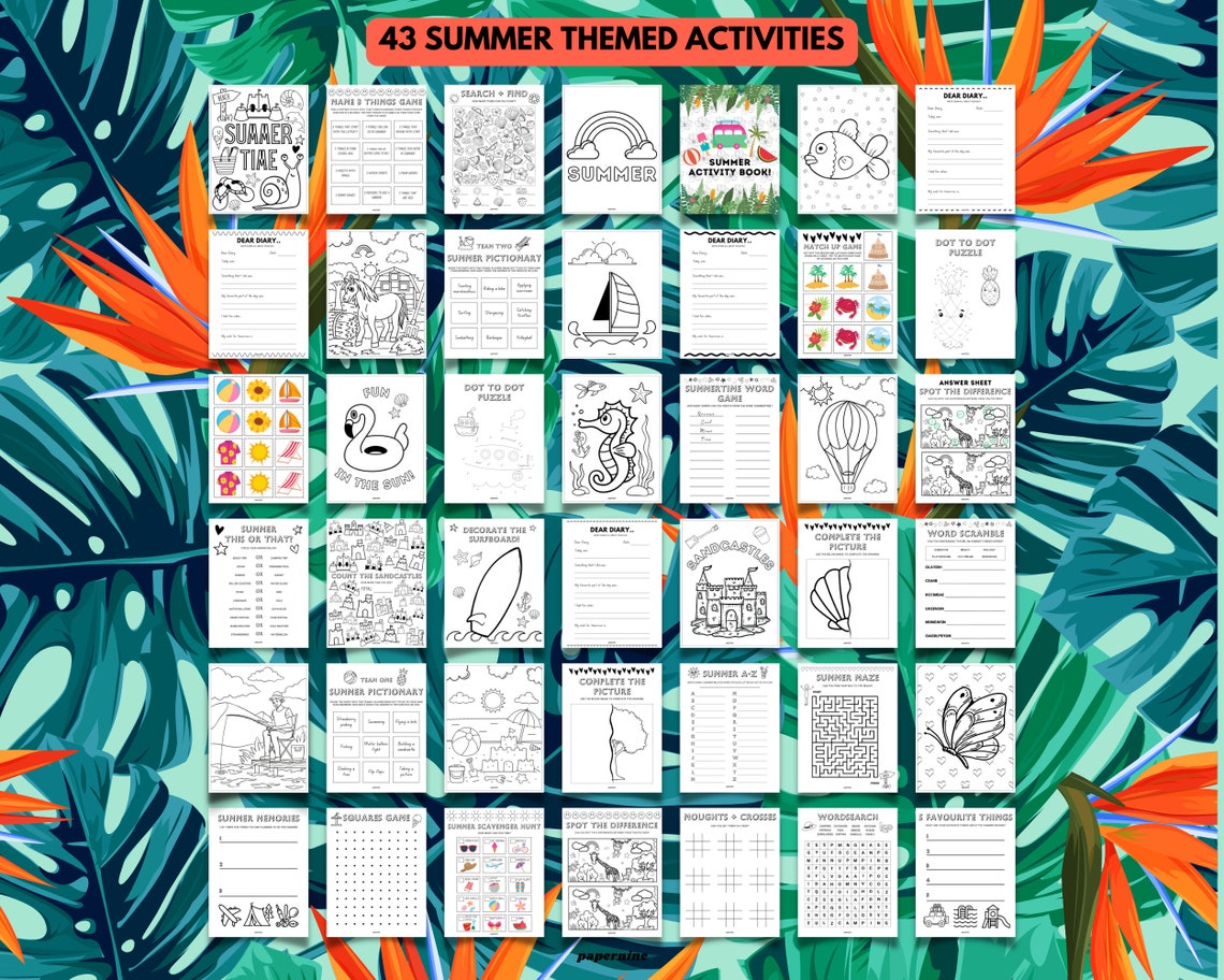 Ultimate Summer Themed Printable Activity Bundle Pack for Children 45 ...