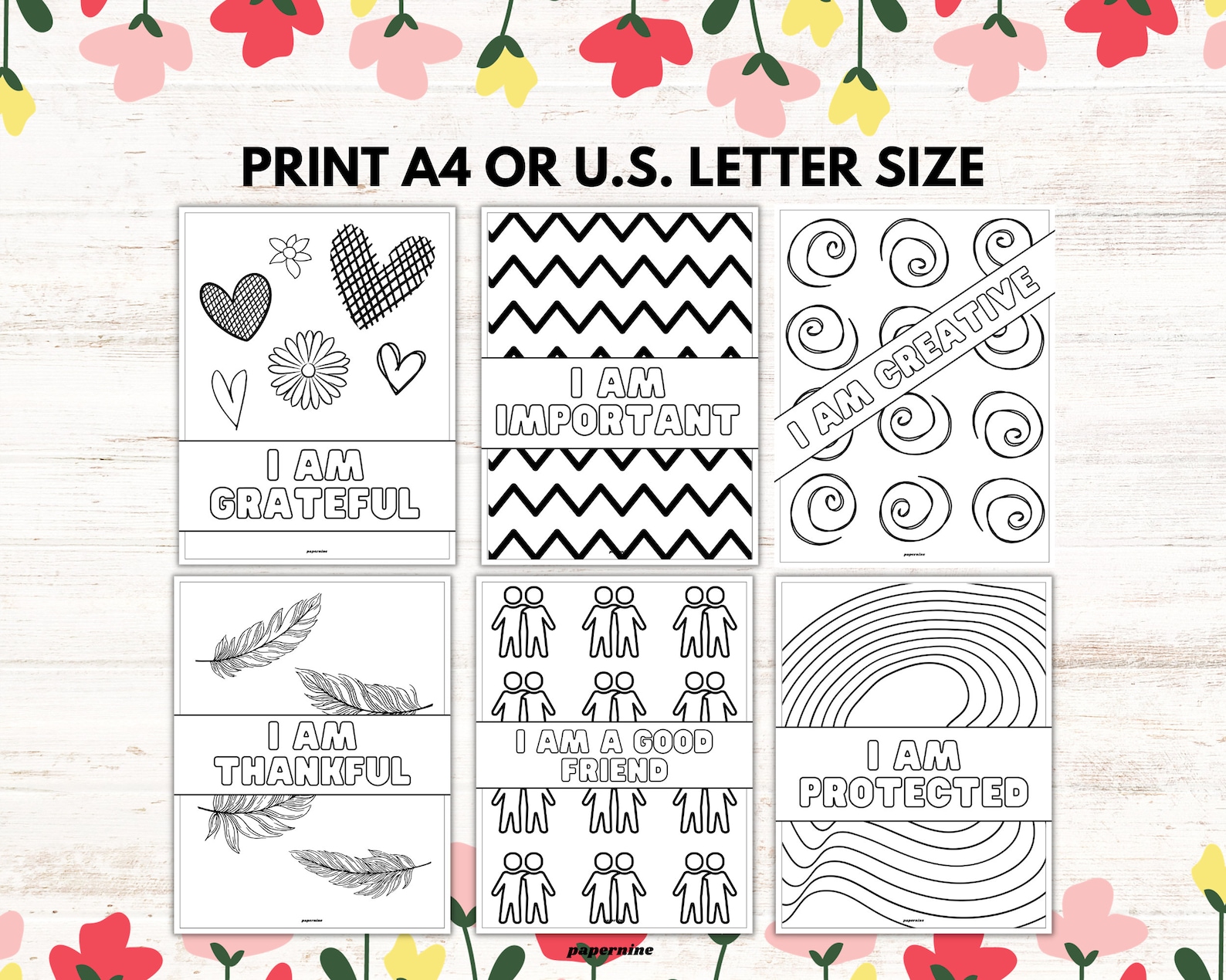 20 Childrens Positive Affirmations Printable Colouring Pages School ...