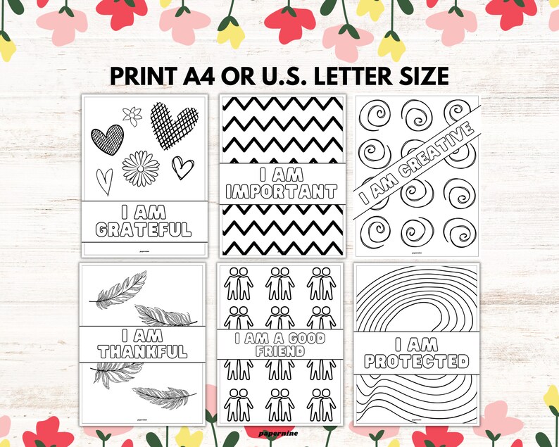 20 Childrens Positive Affirmations Printable Colouring Pages School ...