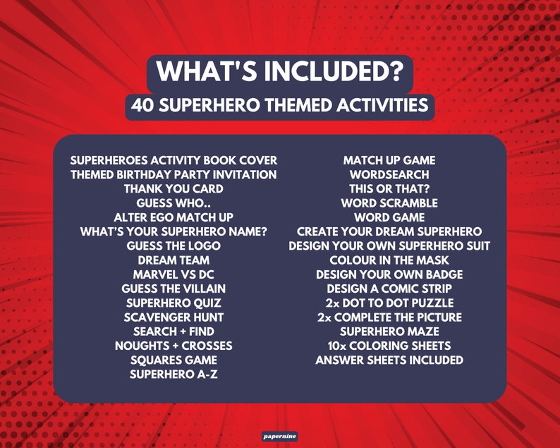 Ultimate Superheroes Activity Bundle Pack for Children 45 Pages Party ...