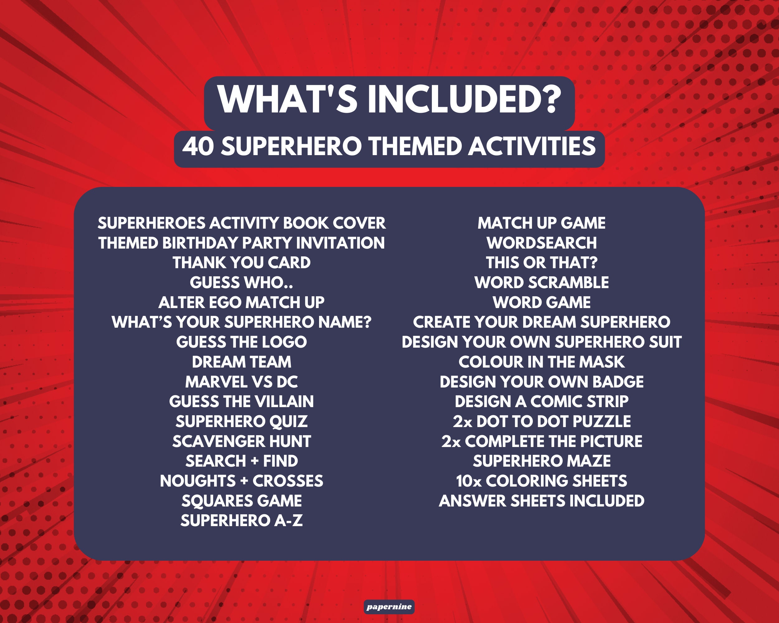 Ultimate Superheroes Activity Bundle Pack for Children 45 Pages Party ...