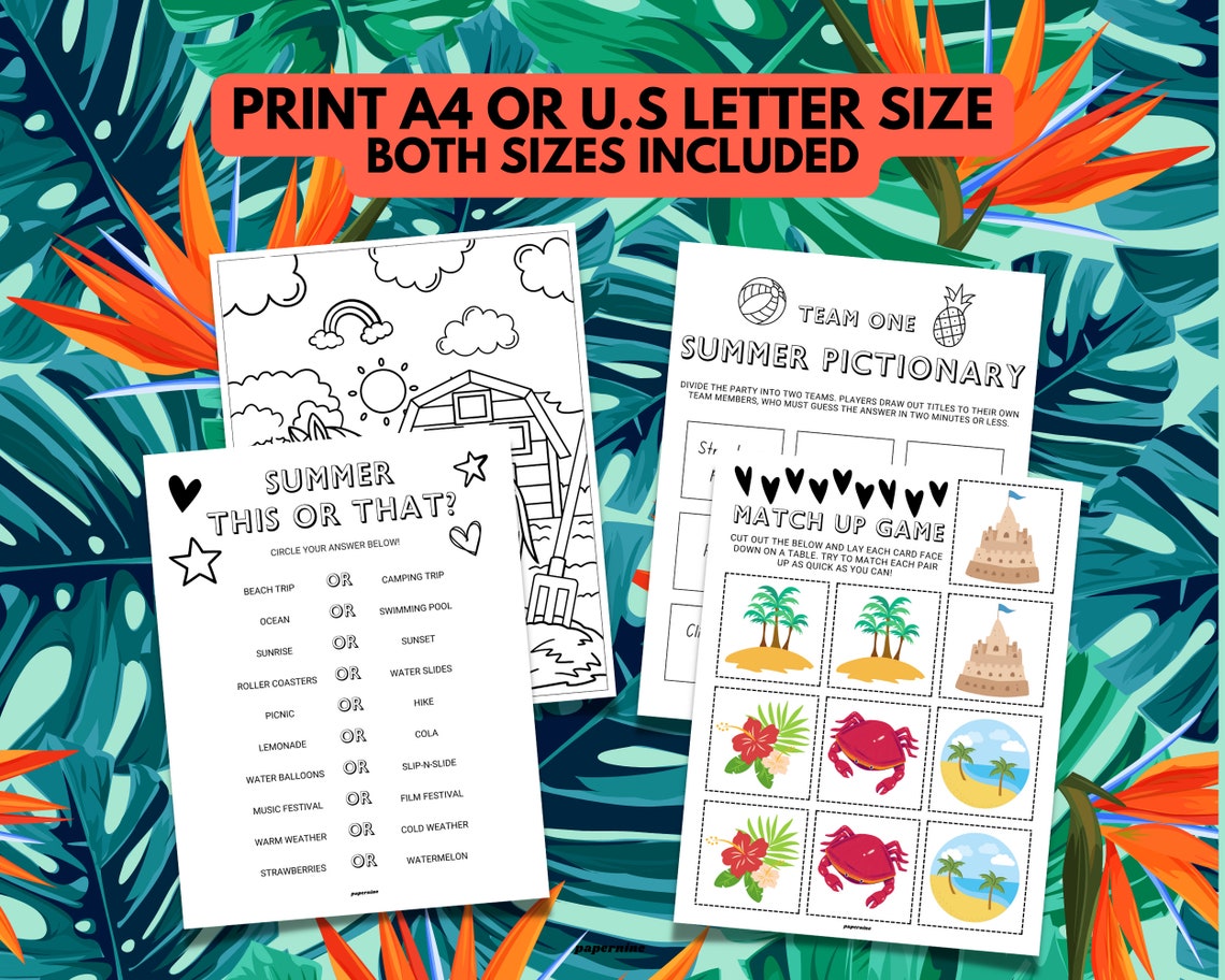 Ultimate Summer Themed Printable Activity Bundle Pack for Children 45 ...