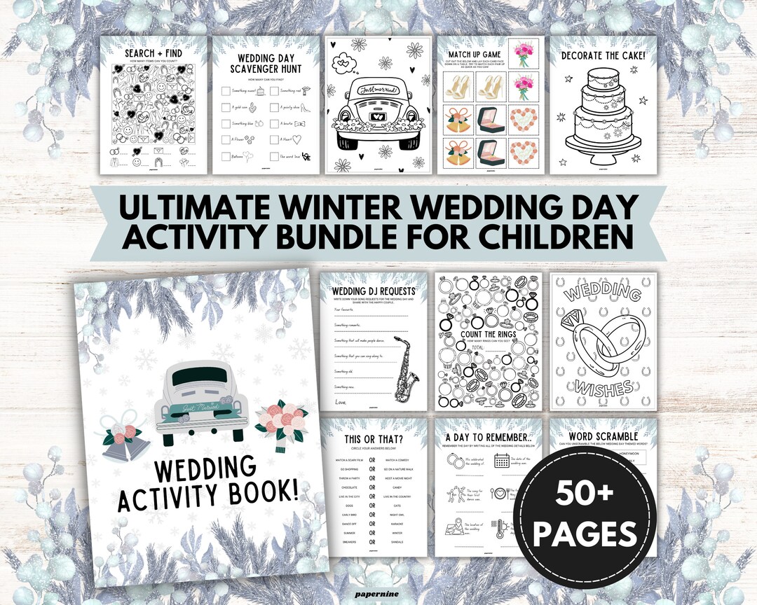 Winter Wedding Printable Activity Book for Kids | Fun Games, Puzzles ...