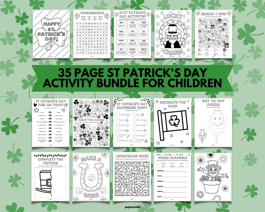 35 Page St Patrick's Day Themed Printable Activity Bundle Pack Saint ...