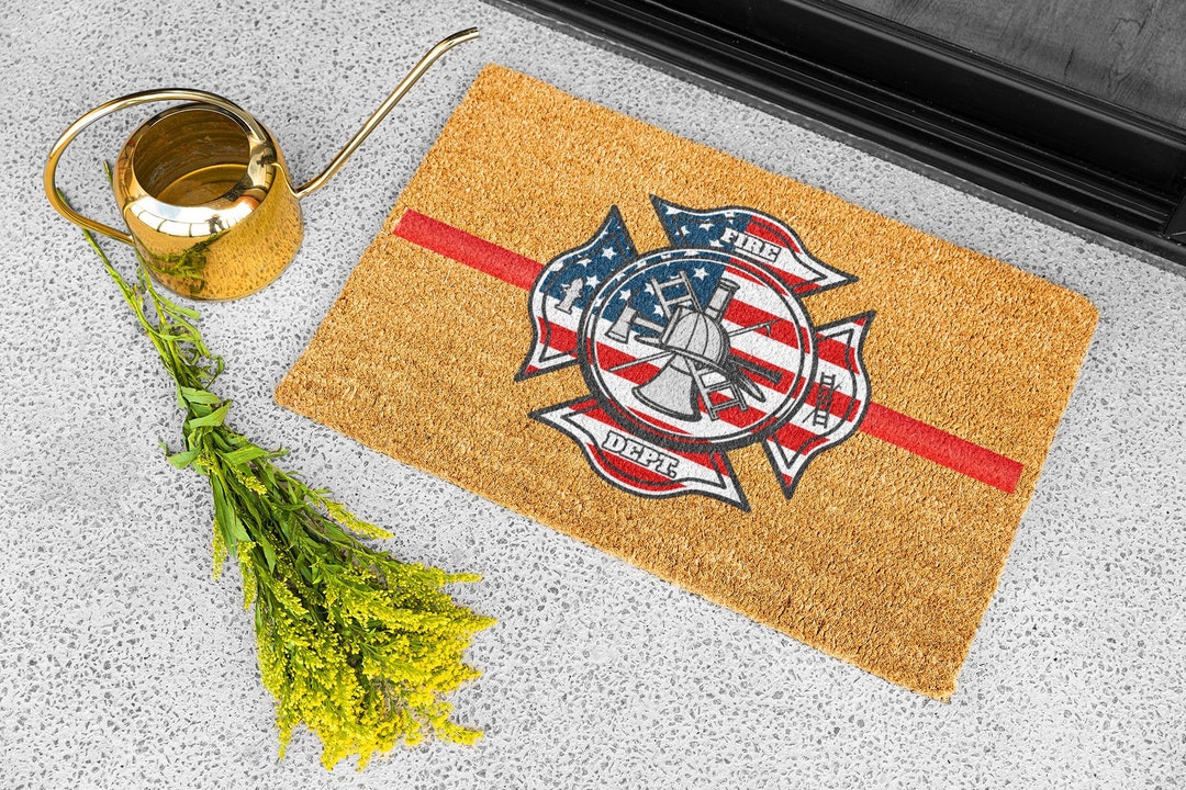 Firefighter \ Outdoor Mat \ Porch Mat \ Fire Station \ Thin Red Line ...
