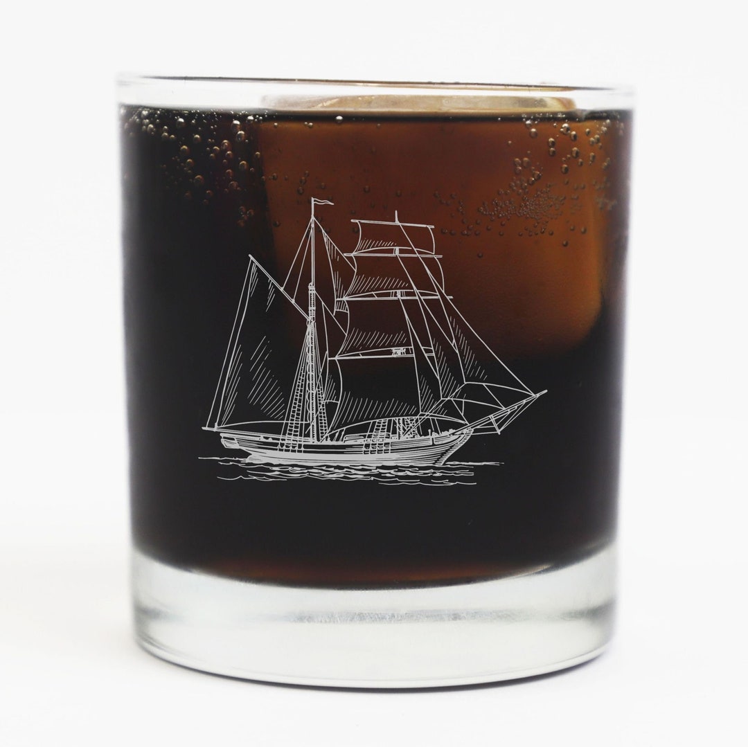 Etched Sailboat Whiskey Glass \ New Boat Owner \ Sailboat Whiskey Glass ...