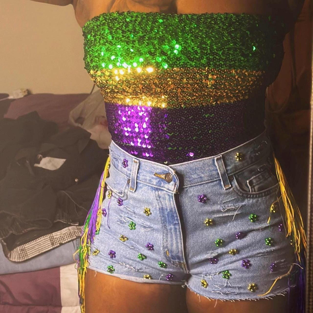 Trio Fringe Shorts (mardi Gras Edition) - Etsy