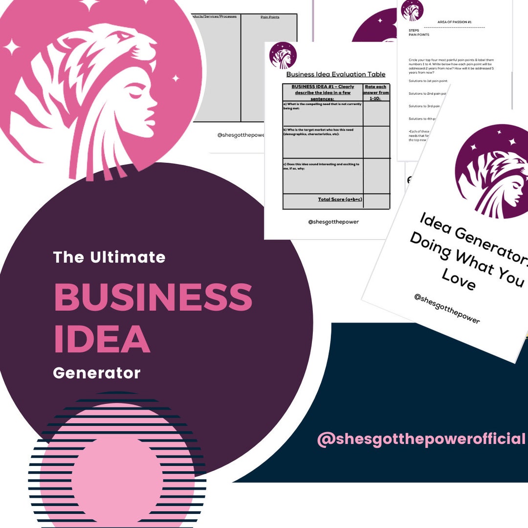 Business Idea Generator, Printable Business Template, Business Planner ...