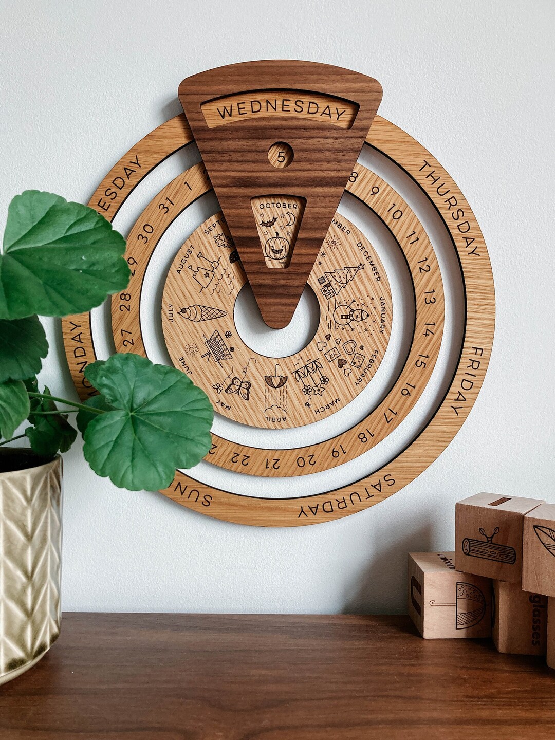 Perpetual Calendar // Forever Calendar // Wall Hung Kids Calendar ...