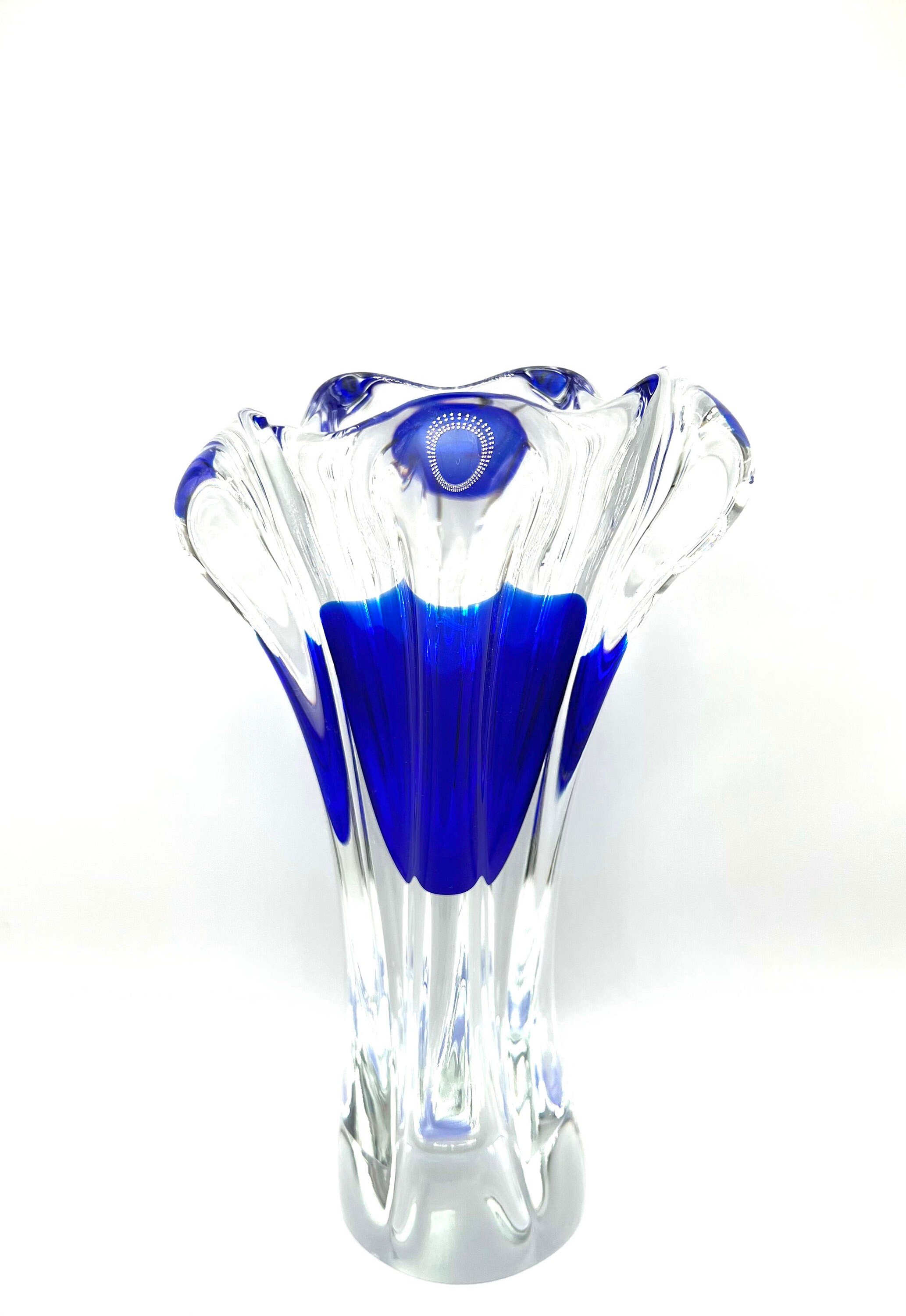 Handblown Vintage Bohemia Czechoslovakia Blue Lead Crystal 1414 Vase - Etsy