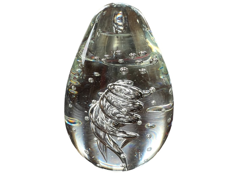 Vintage Art Studio Glass Egg-shaped Spiral Clear Glass Paperweight - Etsy