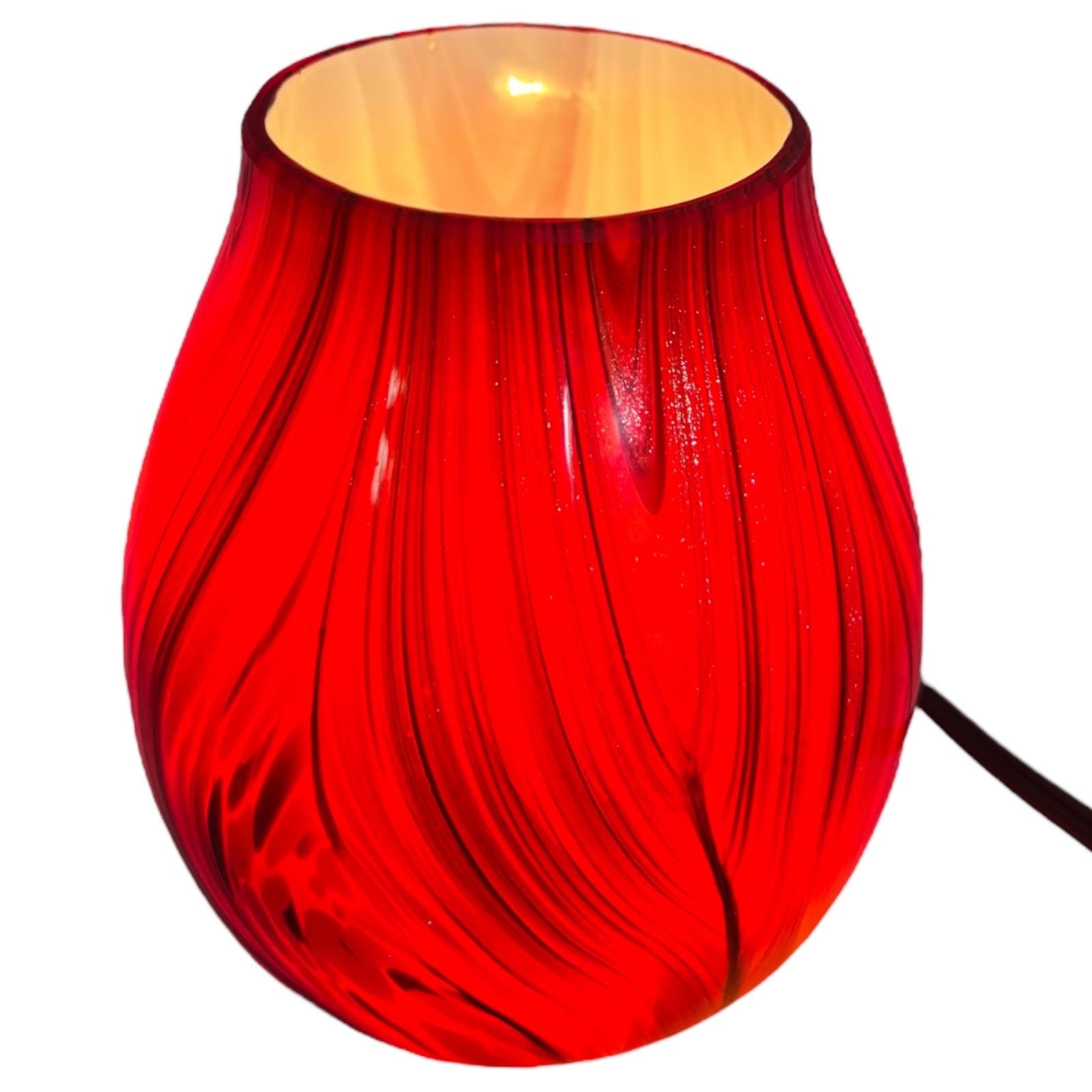 Glass Red & Black Swirl Electric Lamp Night Light Home Decoration 25W ...