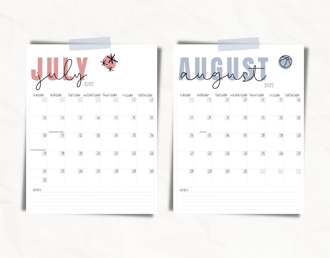 2022-2023 School Year Calendar: Seasonal Rose printable PDF - Etsy
