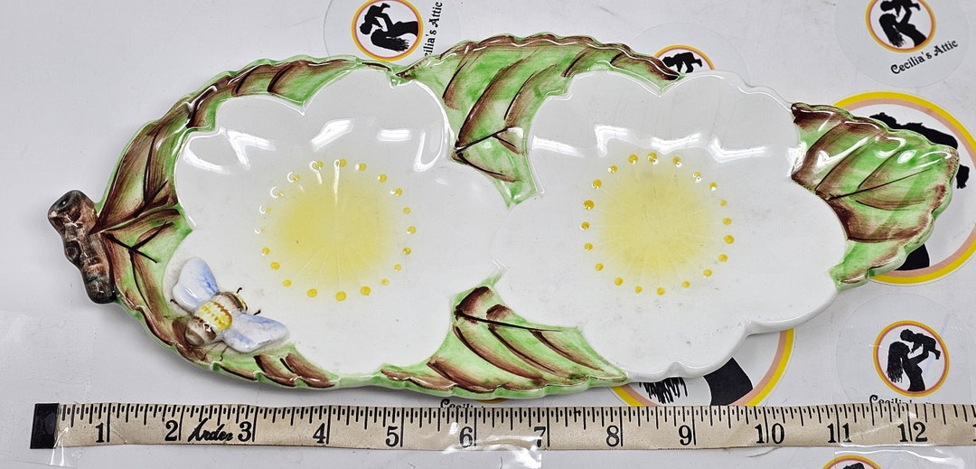ESD JAPAN Hand Painted 21151 13 Inch Vintage Leaf Shape Plate - Etsy