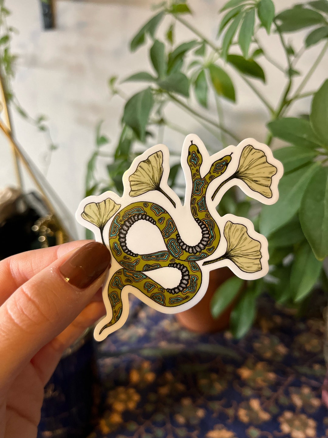 Green Double-headed Snake Sticker Snake Sticker Botanical - Etsy