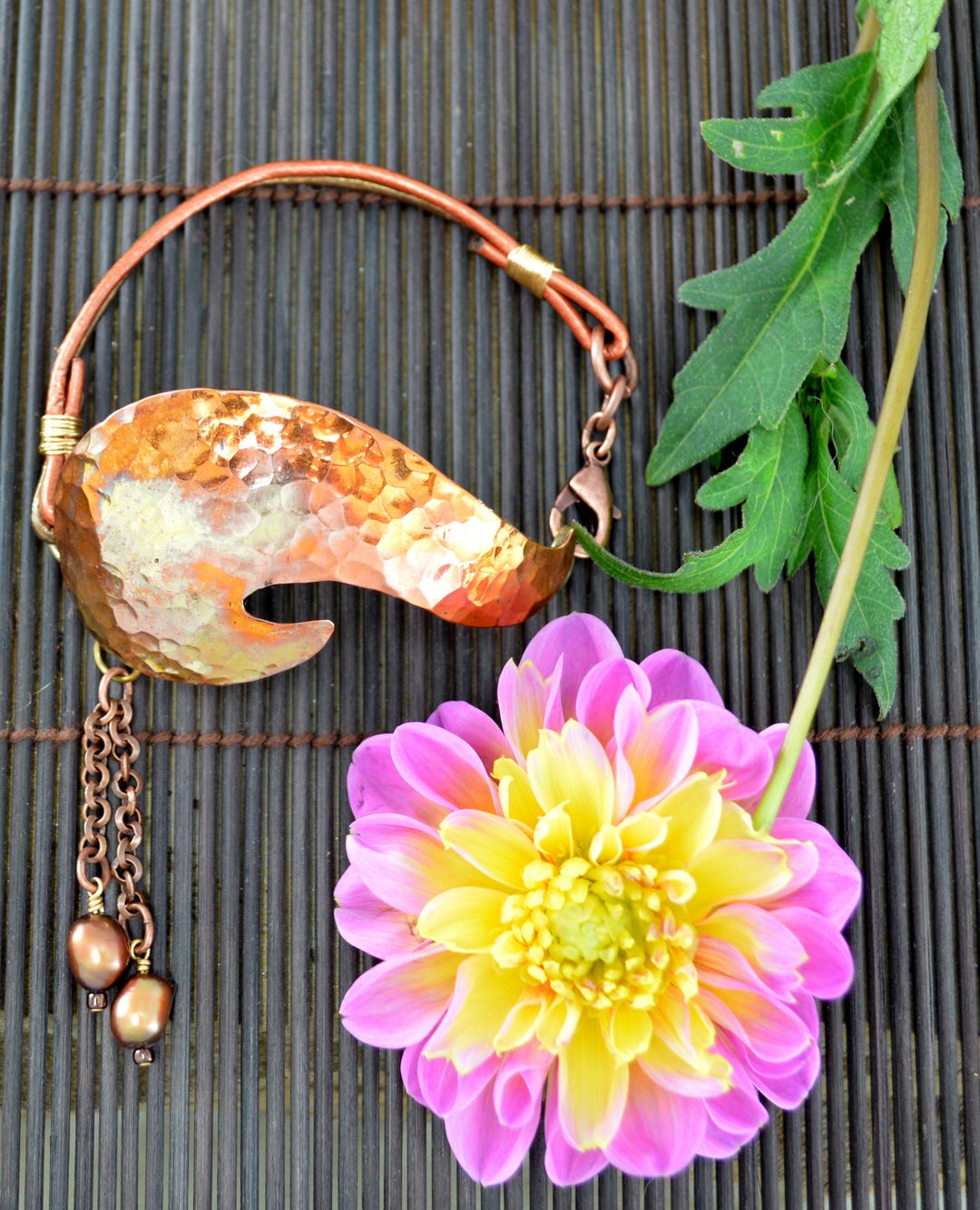 Copper Iridescent Hand Hammered Tsunami Collection Wave Rock Band ...