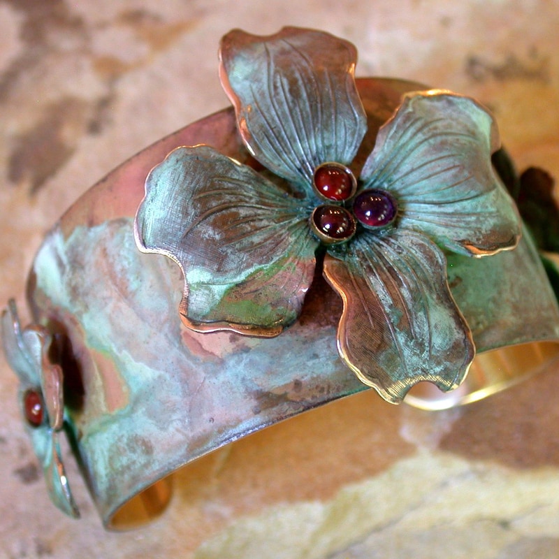 Floral Cuff Bracelet - Etsy