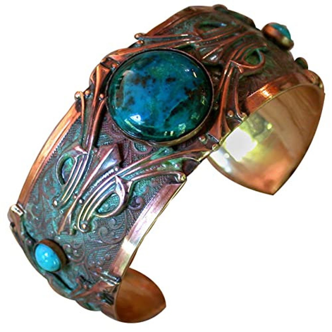 Elaine Coyne Wearable Art Patina Art Deco Motif Cuff Bracelet ...