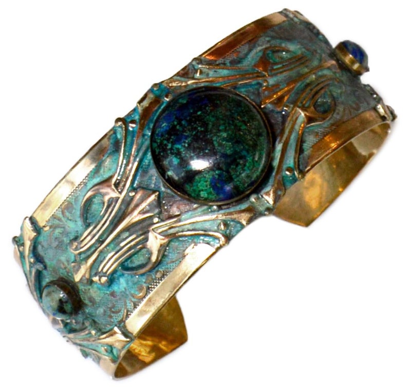 Elaine Coyne Wearable Art Patina Art Deco Motif Cuff Bracelet ...