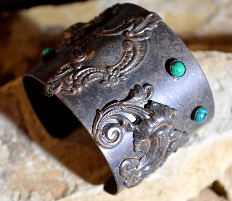 Antique Chocolate Brass Beaux Arts Decorative Cuff With Genuine ...