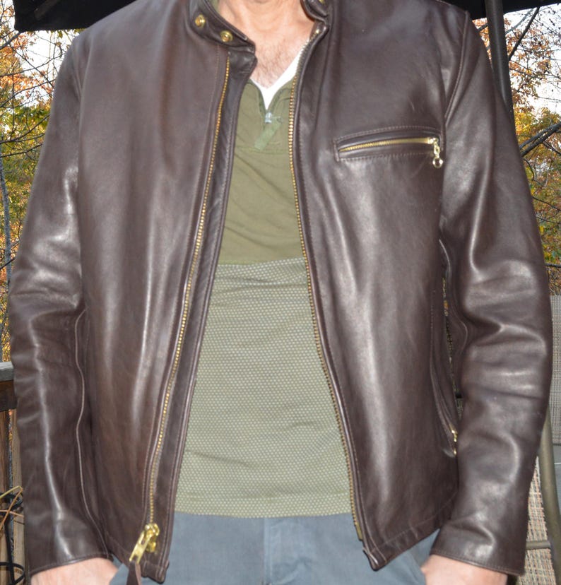 Schott Leather Cafe Racer Jacket: Cowhide, Size 42, Early 2000s - Etsy