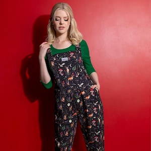 Dark Forest Dungarees: Whimsical Cottagecore Stretch Cotton Overalls ...