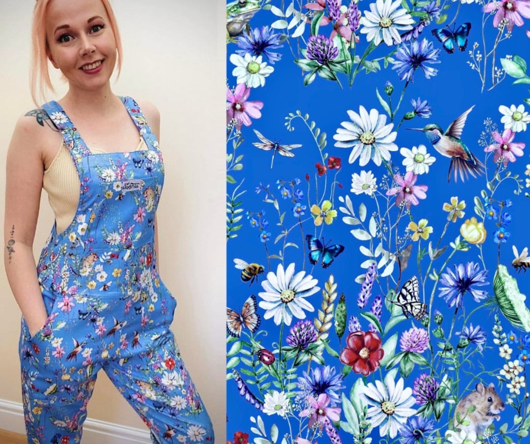 Wild Summer Meadow Dungarees: Stretch Cotton Cottagecore Overalls ...