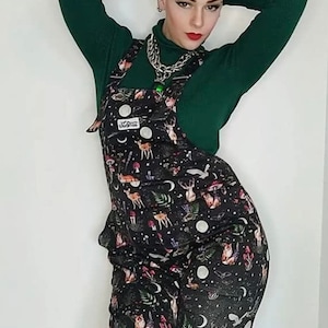 Dark Forest Dungarees: Whimsical Cottagecore Stretch Cotton Overalls ...