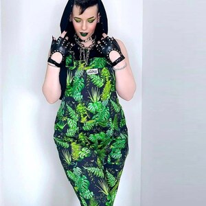 Botanical Print Dungarees: Stretch Cotton Twill Overalls (sizes 4XS-6XL ...