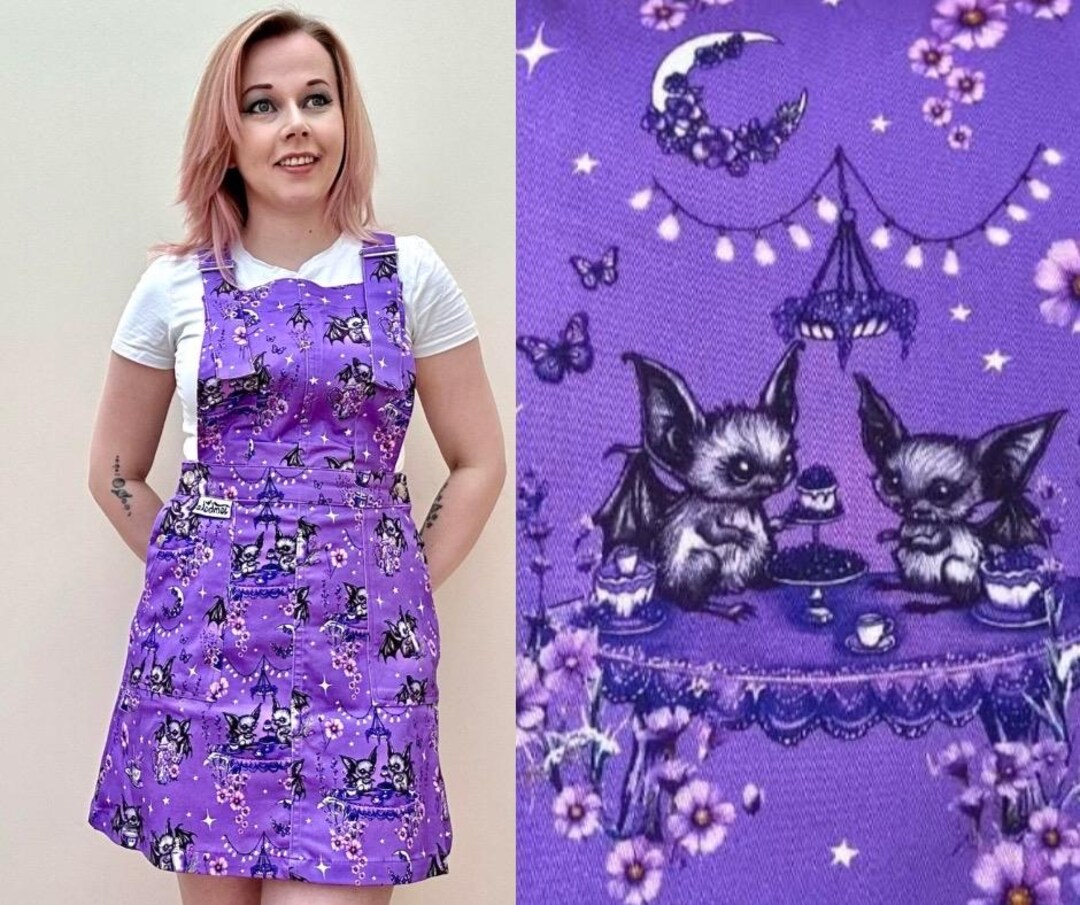 Bats Tea Party Pinafore Dress: Whimsical Stretch Cotton Twill - Etsy