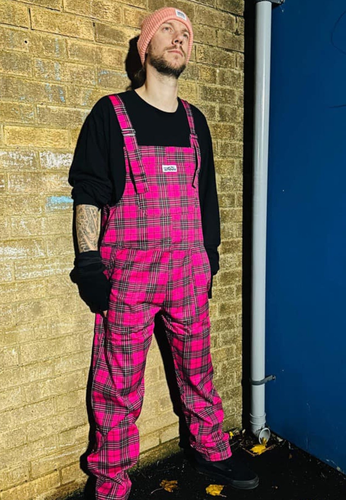 Pink Tartan Cotton Twill Dungarees: Punk Goth Alternative Overalls ...