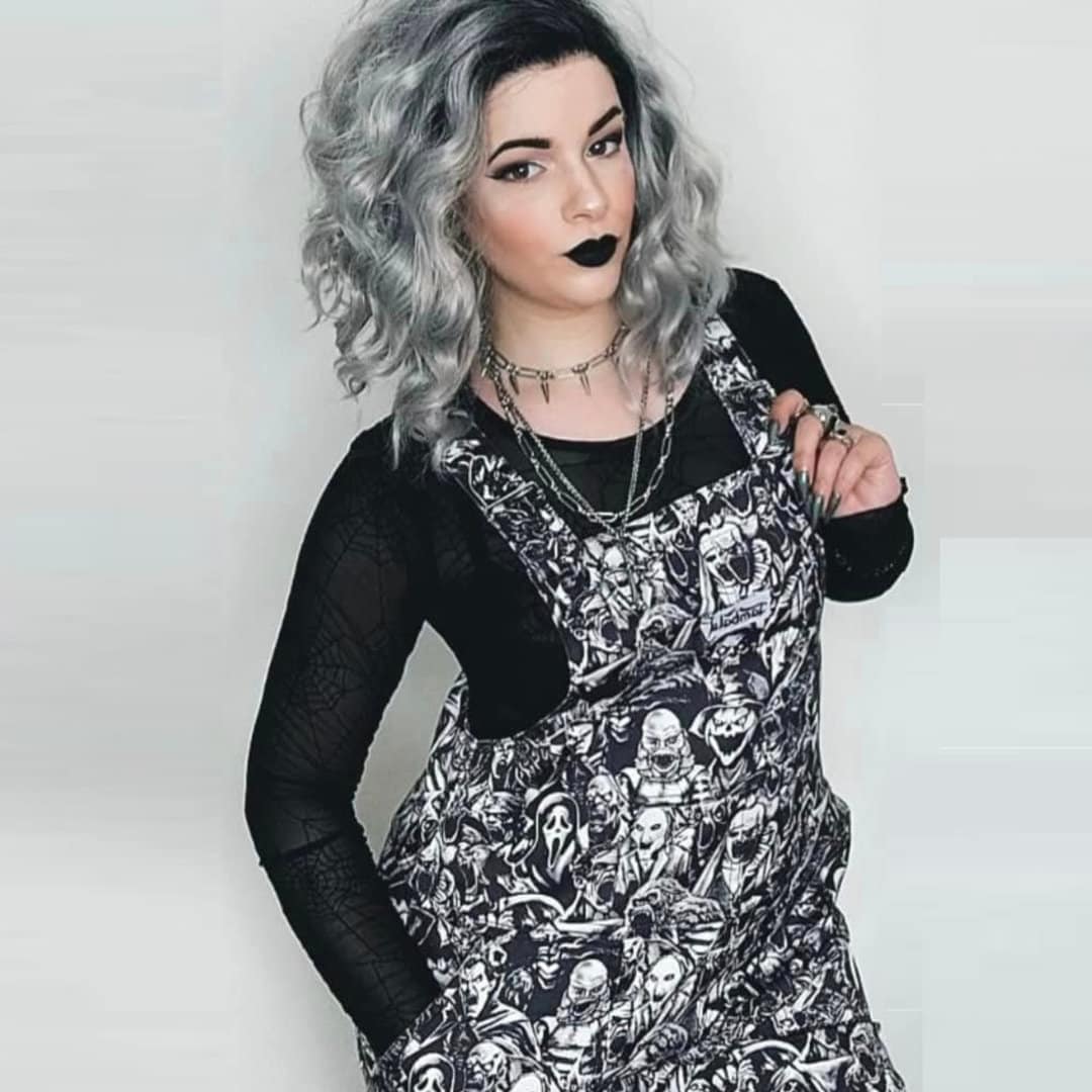 Screaming Demons Dungarees. Horror Print Stretch Cotton Overalls - Etsy