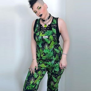 Botanical Print Dungarees: Stretch Cotton Twill Overalls (sizes 4XS-6XL ...
