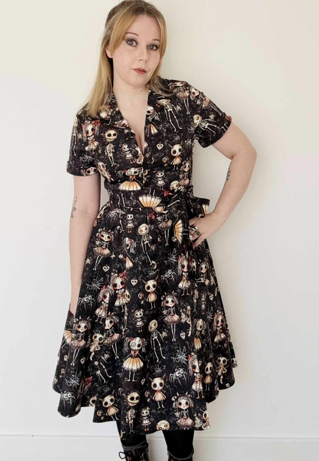 Haunted Dolls Retro Shirt Dress. Creepy Attic Dolls in Smooth Stretch ...