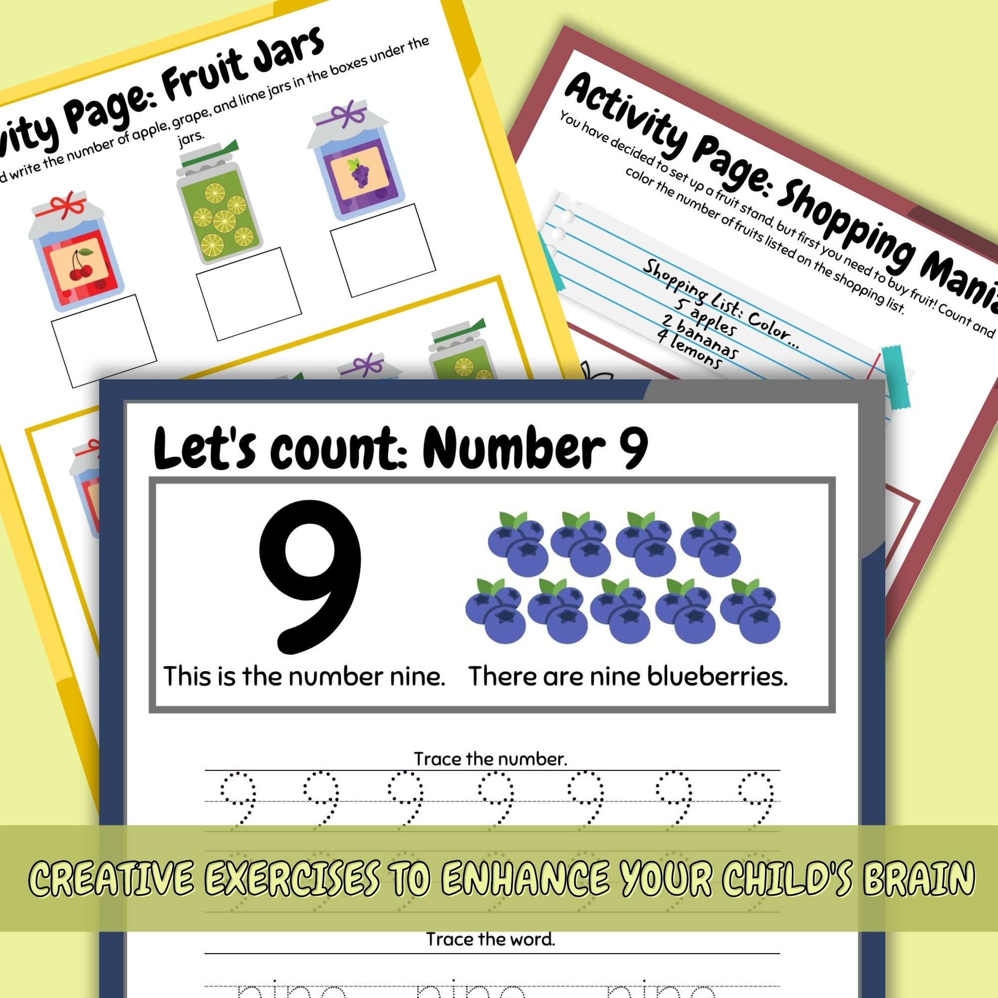 Numbers 1-10 Worksheets for Kids, 20 Printable Pre-school/kindergarten ...